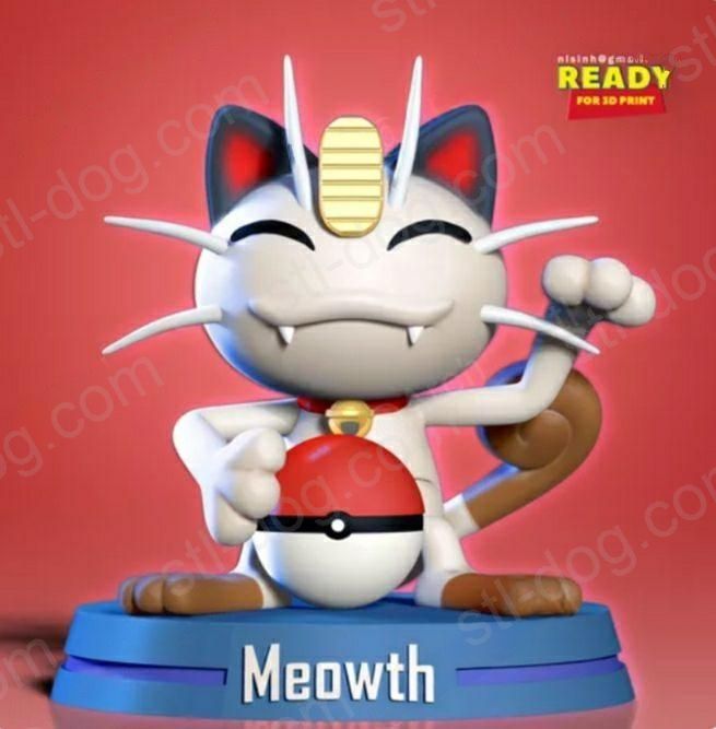 宝可梦 口袋妖怪（Lucky Meowth） 3D打印图纸 - STL模型库